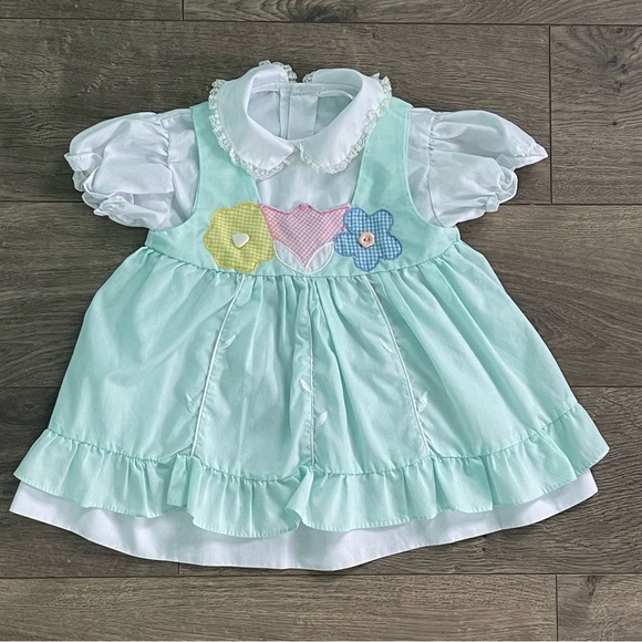 Mayfair | Dresses | Vintage Mayfair Mint Floral Apron Layered Baby ...